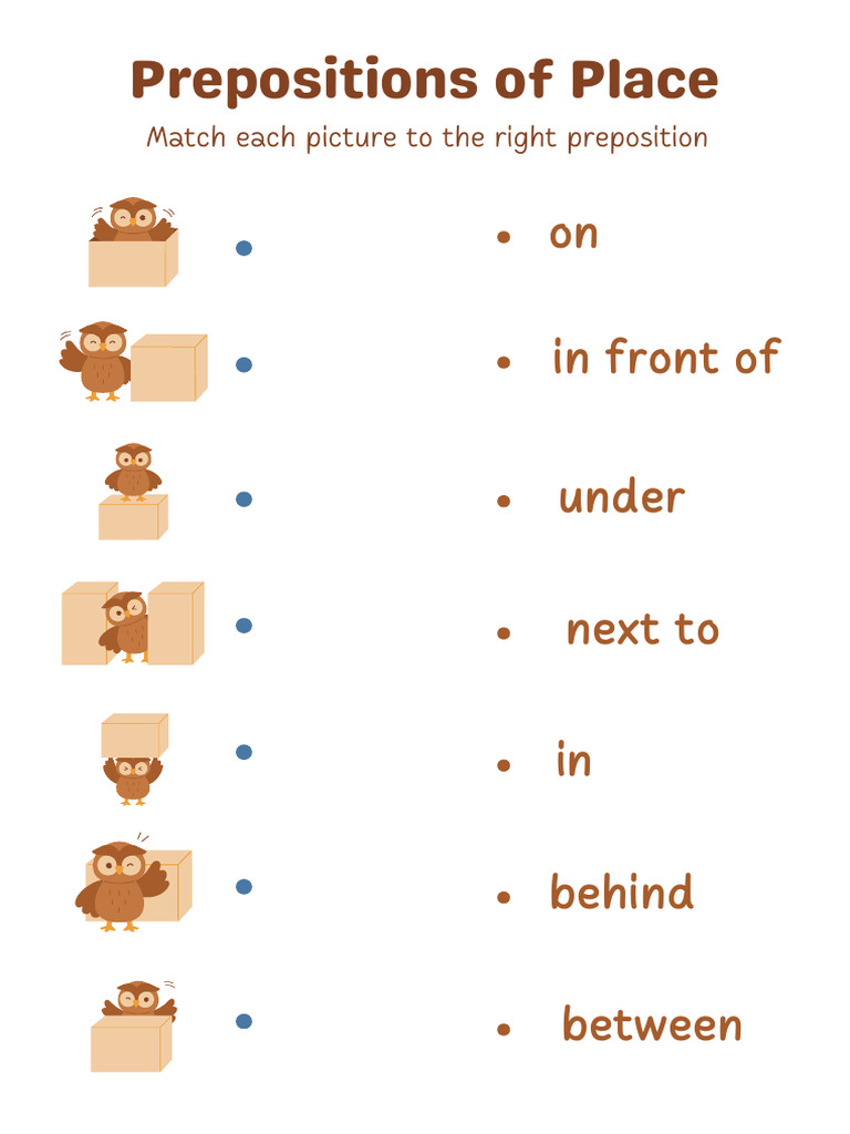 Prepositions of Place Worksheets | PDF
