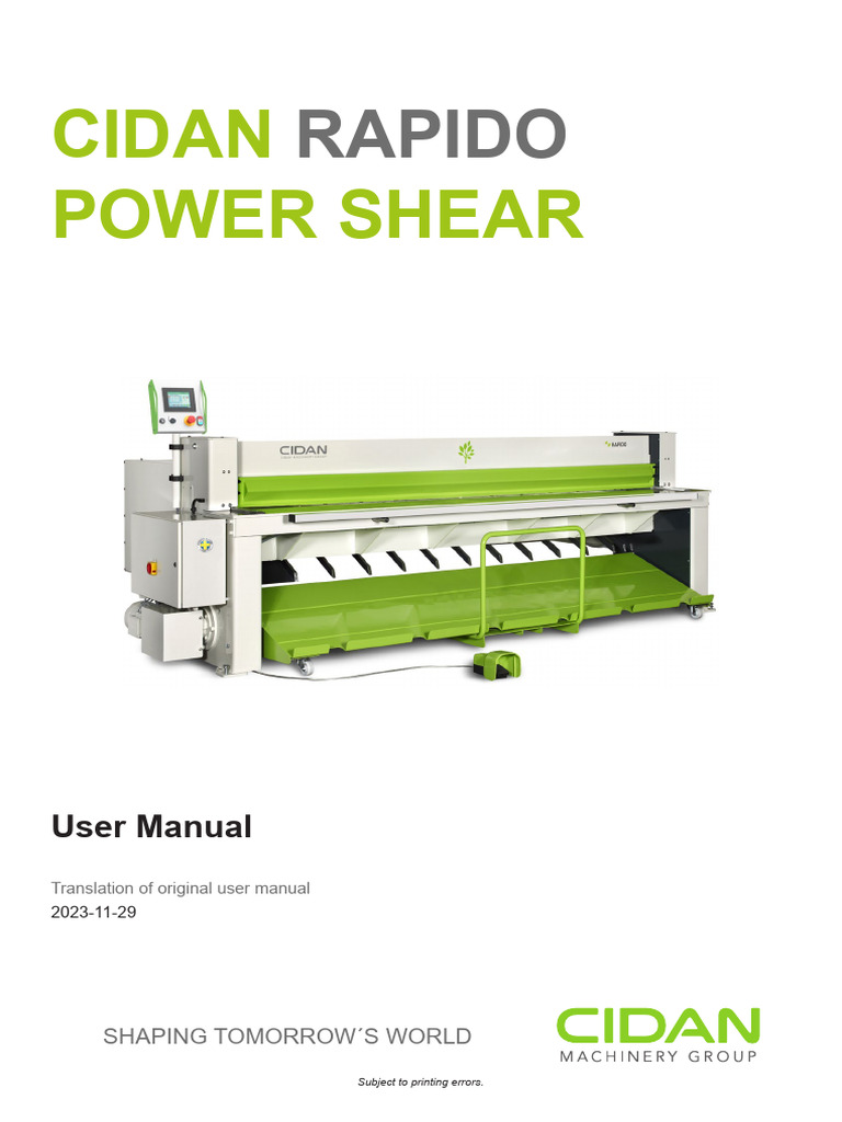 CIDAN RAPIDO User Manual 2023-11-29 GB | PDF | Sheet Metal | Bearing ...