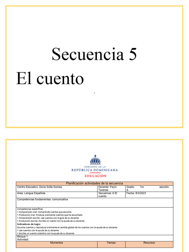07 Secuencia El Cuento | PDF | Cuentos | Evaluación