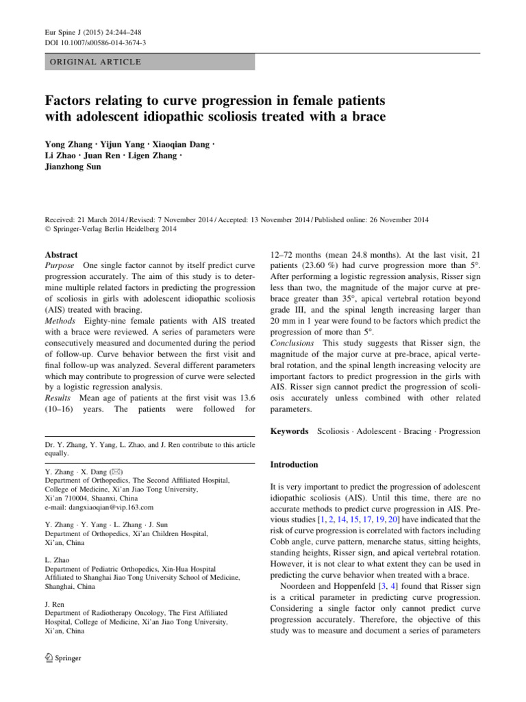 Zhang Et Al 2015 | PDF | Scoliosis | Vertebral Column