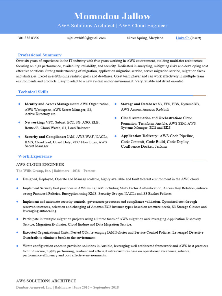 Momodou Jallow: AWS Solutions Architect - AWS Cloud Engineer | PDF ...