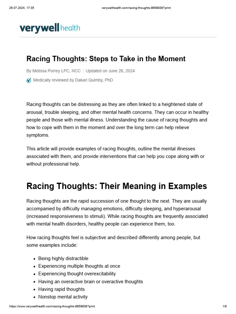 Racing-Thoughts-8659938 Print | PDF | Mental Disorder | Cognitive ...