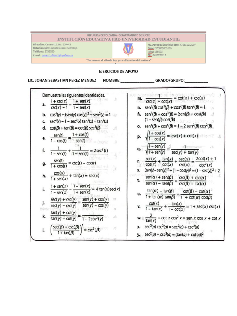 Ejercicios de Apoyo N2 | PDF