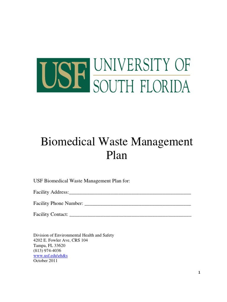 Florida Biomedical Waste Management Plan | PDF | Pollution | Health ...