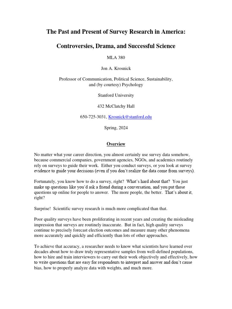 The Past and Present of Survey Research Syllabus 2024-2 | PDF | Survey ...
