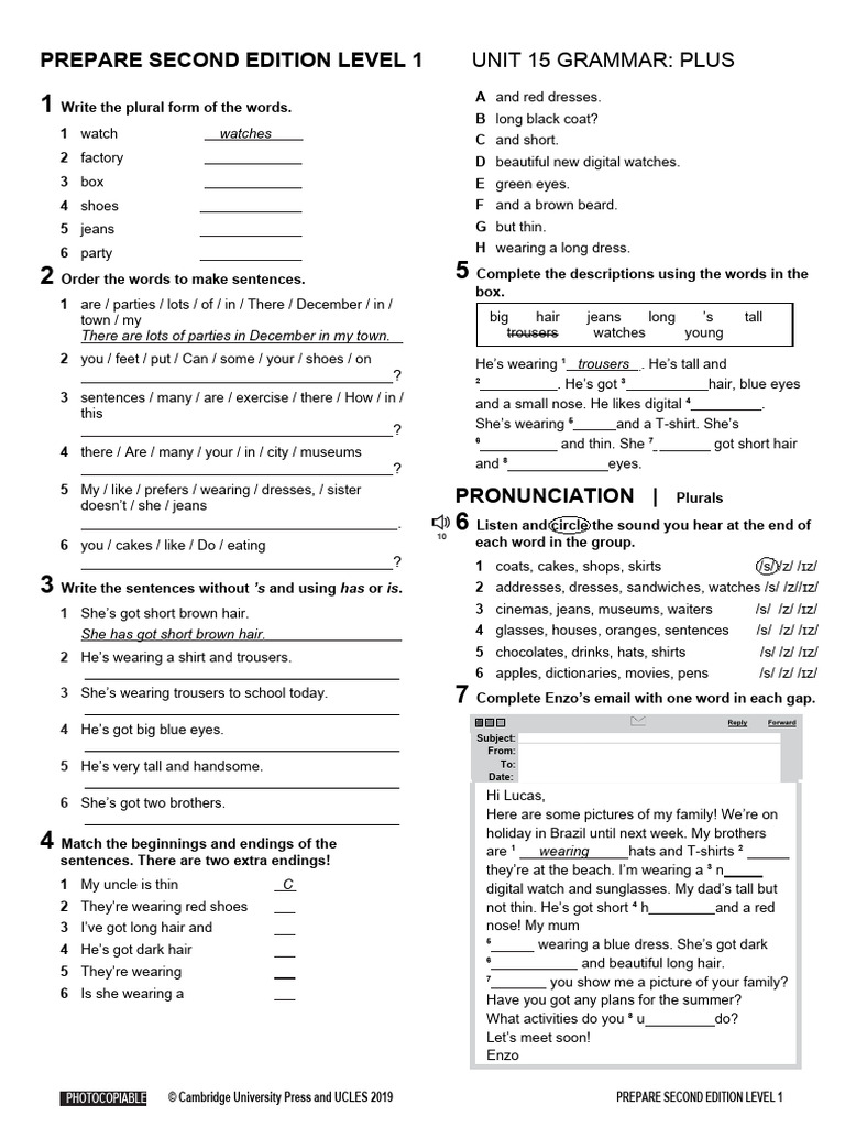 Level 1 Grammar Test Preparation | PDF | Jeans | Clothing