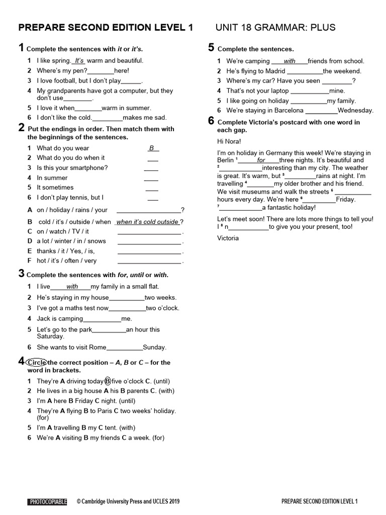 PREPARE_1_Grammar_Plus_Unit_18 | PDF