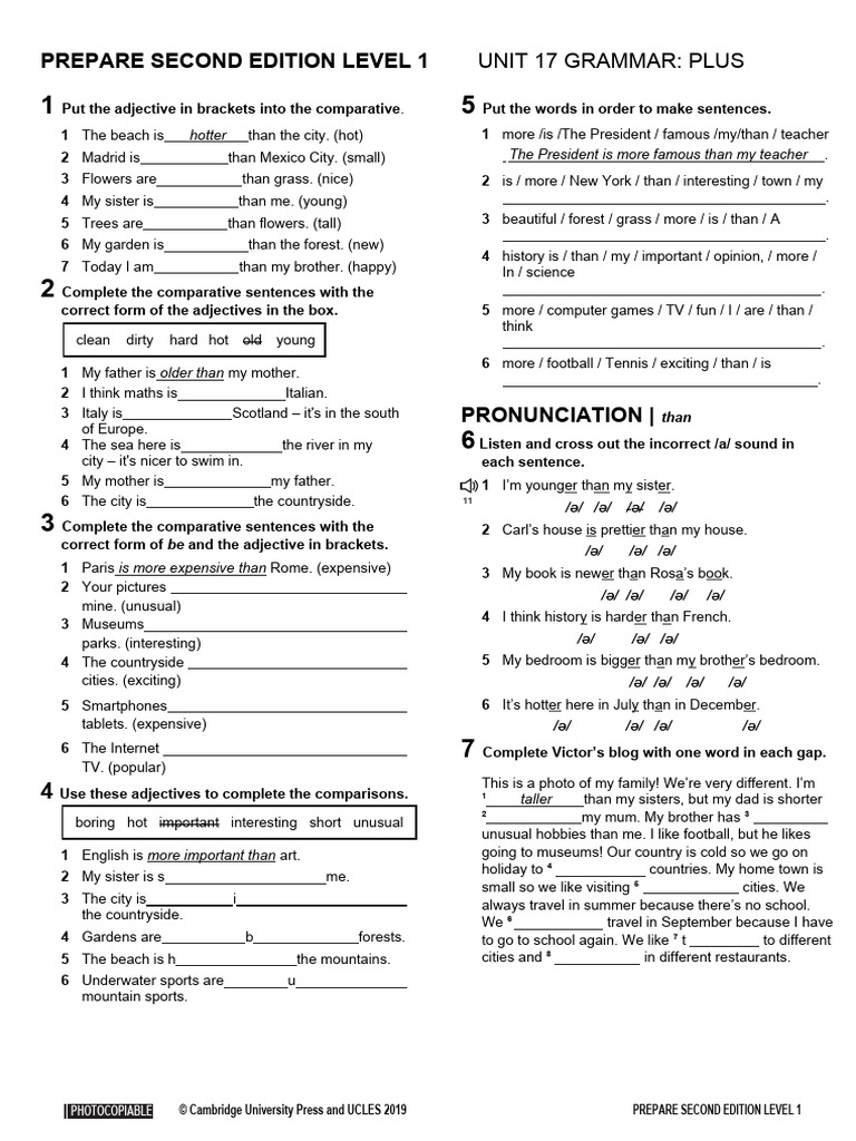 Grammar Plus Answer Key Unit 17 | PDF | Linguistics