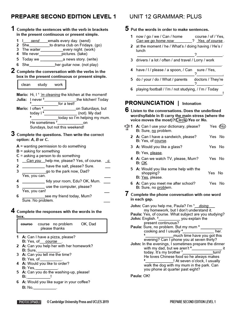 PREPARE 1 Grammar Plus Unit 12 | PDF | Stress (Linguistics) | Linguistics