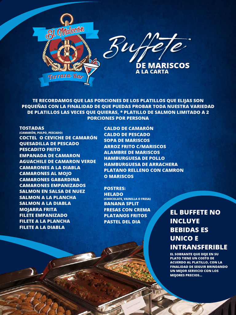Menú Buffete | PDF | Mariscos | Cocina occidental