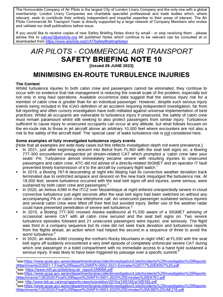 Air Pilots - Commercial Air Transport: Safety Briefing Note 10 | PDF ...