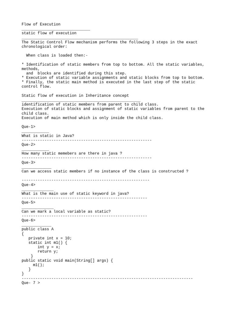 Static Execution Flow Pdf Method Computer Programming Class Computer Programming 