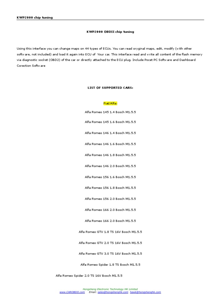 Lista de Compatibilidade Interface KWP2000 | PDF | Renault | Carro