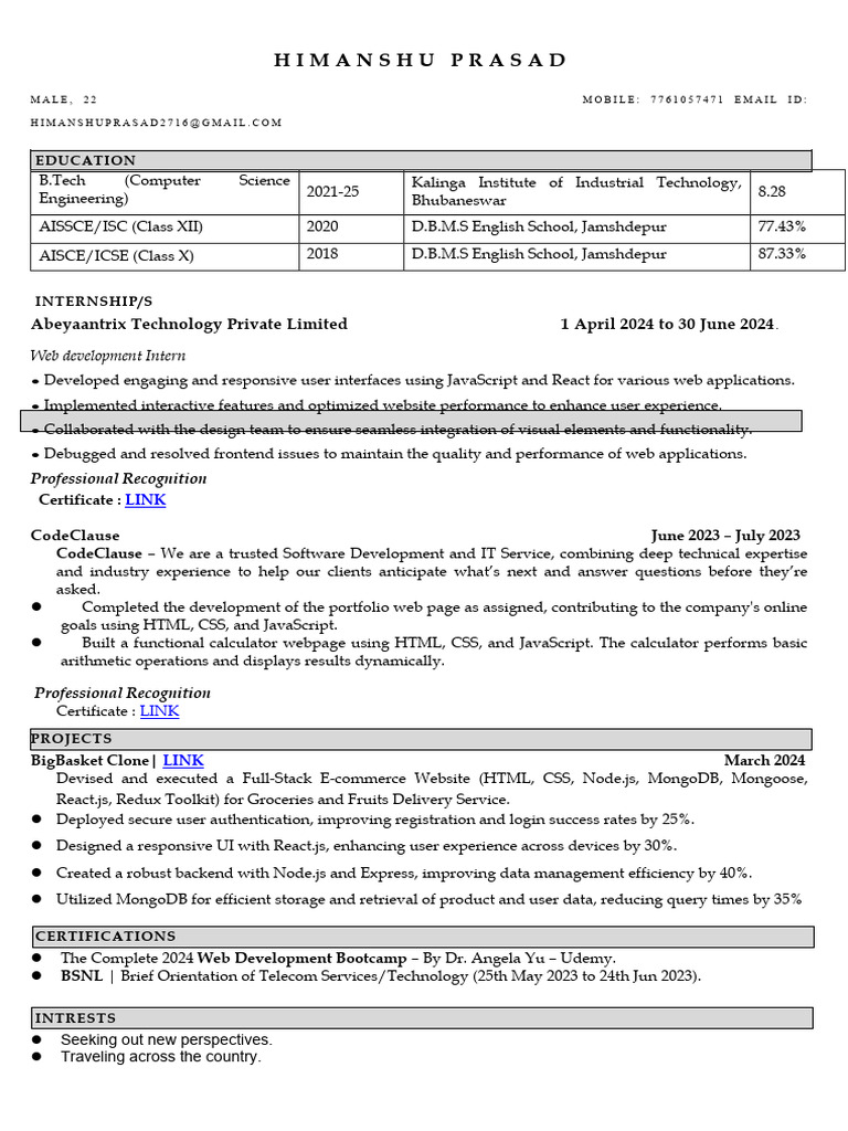 Kanishk Shukla - KIIT University - 2106121 | PDF | Web Development ...