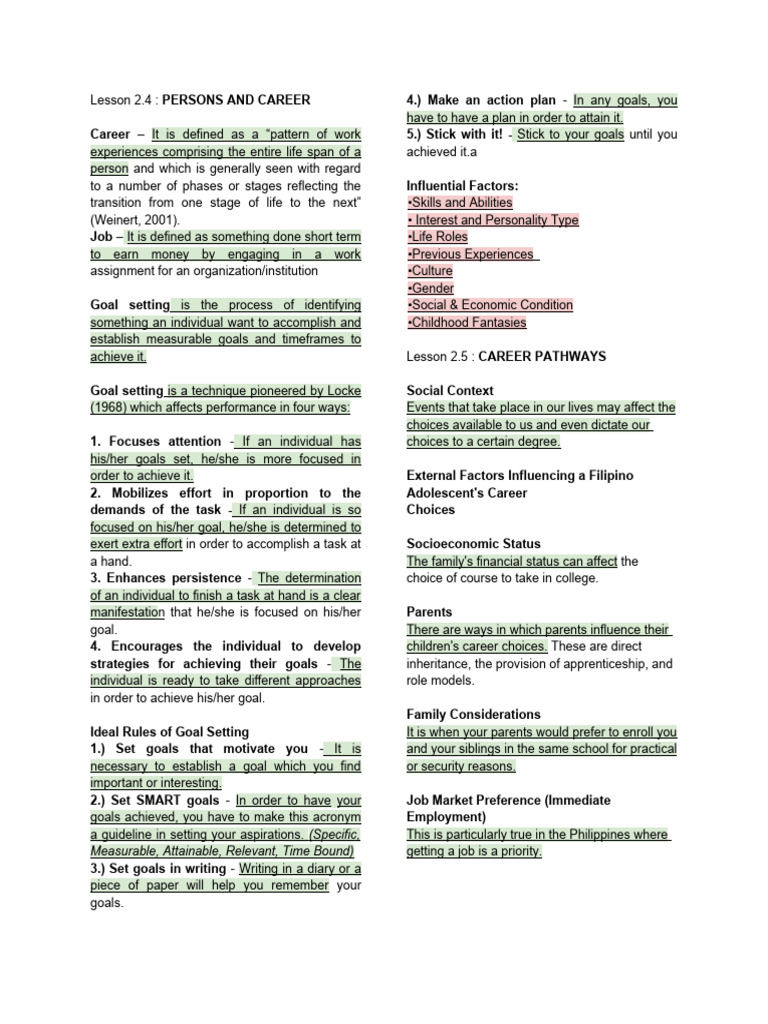 PERDEV LESSONS 2.4-2.6 | PDF | Goal | Goal Setting