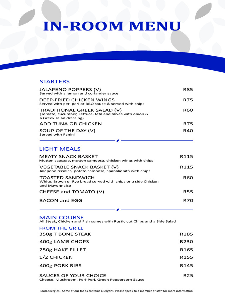Garden Court Marine Parade in Room Dining Menu | PDF | Hamburgers ...