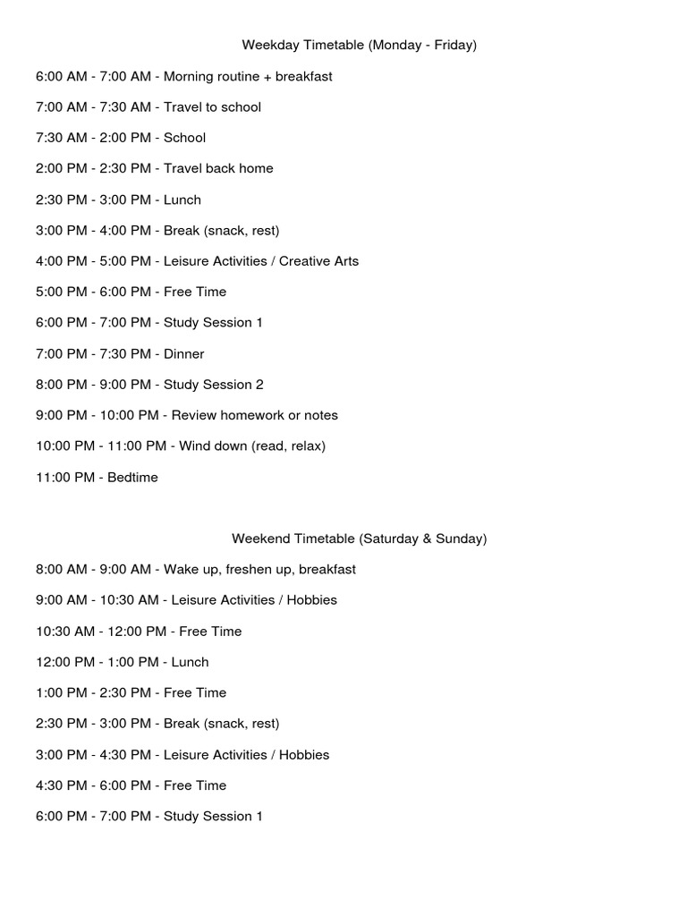 Updated Timetable | PDF