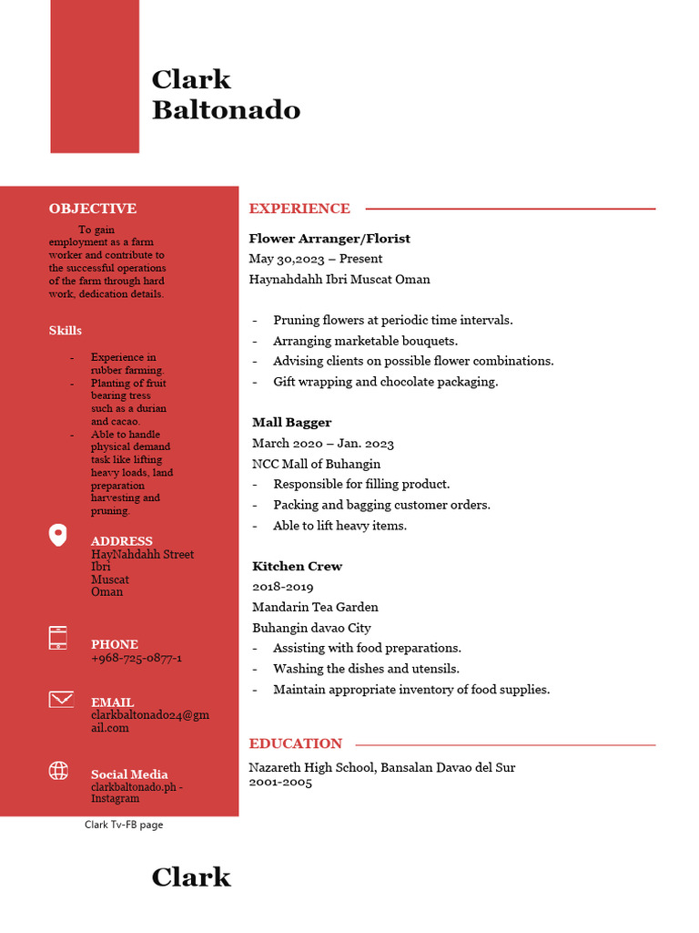 Clark Resume | PDF | Cocoa Bean | Agriculture