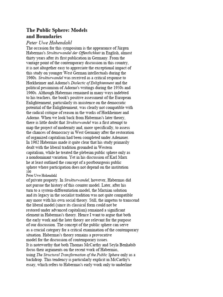 Revisiting the Public Sphere Concept | PDF | Public Sphere | Jürgen ...