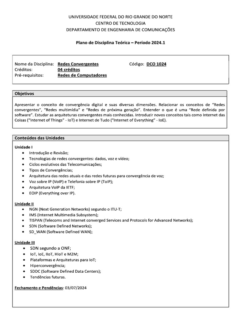 Plano de DCO 1024 | PDF