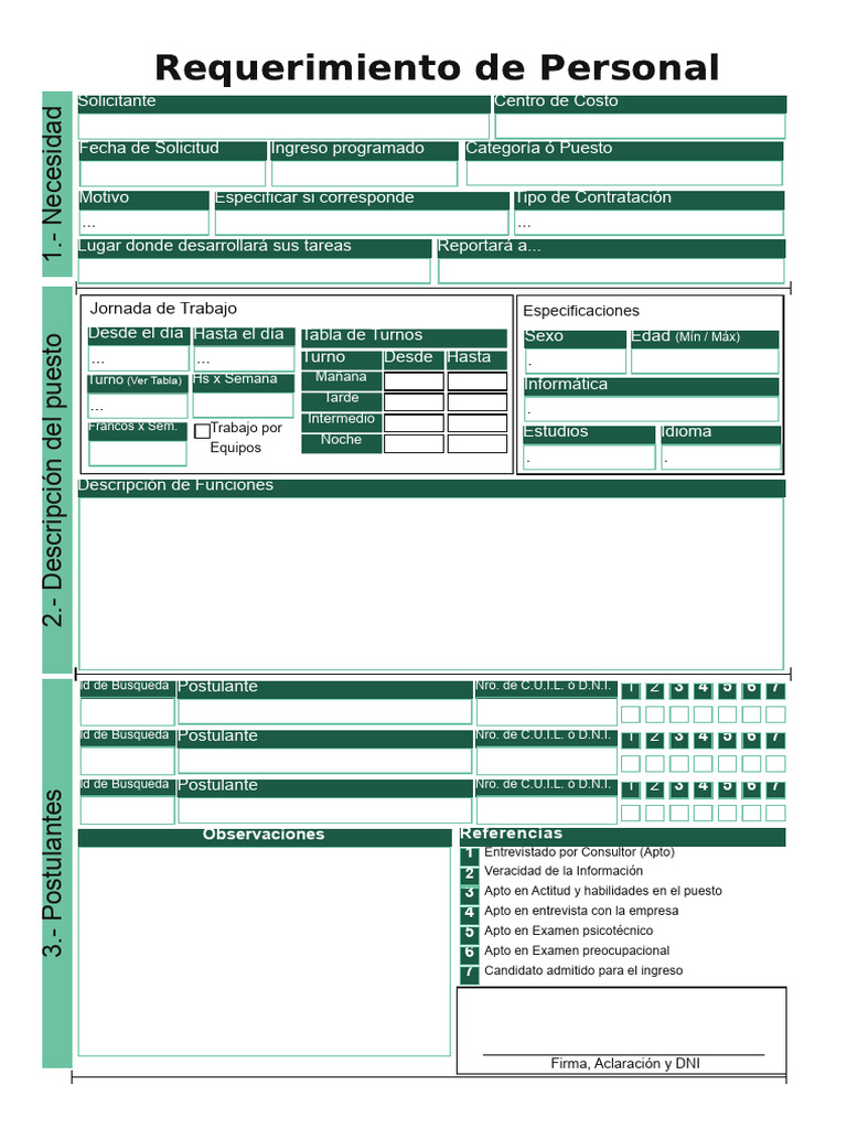 01 Requerimiento de Personal | PDF