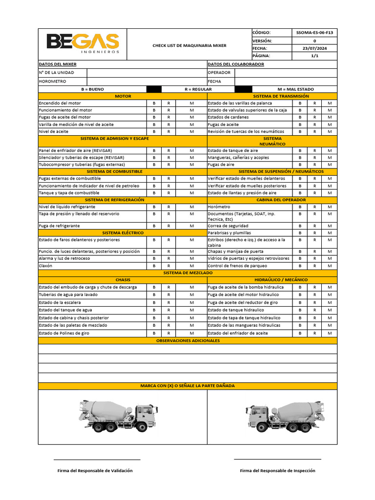 Check List Mixer | PDF | Neumático | Industria automotriz