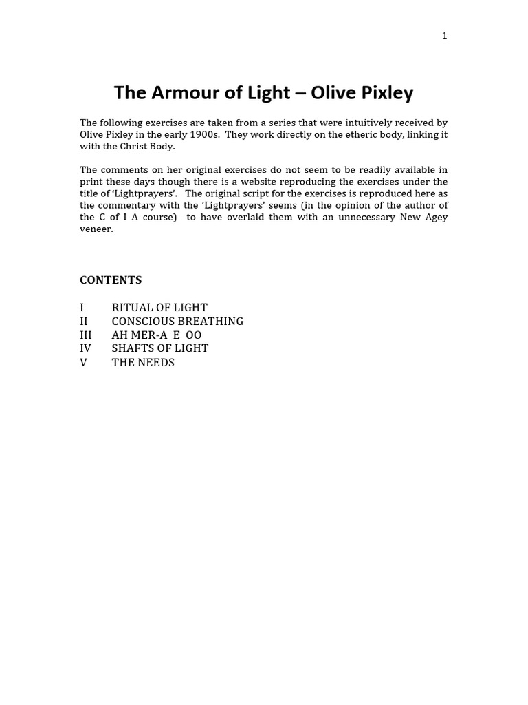 Olive Pixley Exercises | PDF | Breathing | Mind