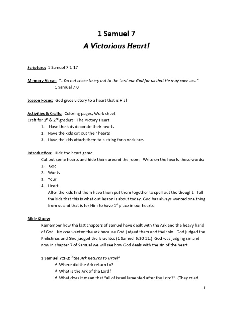 1 Samuel 7 A Victorious Heart 3 | PDF | Books Of Samuel | Samuel