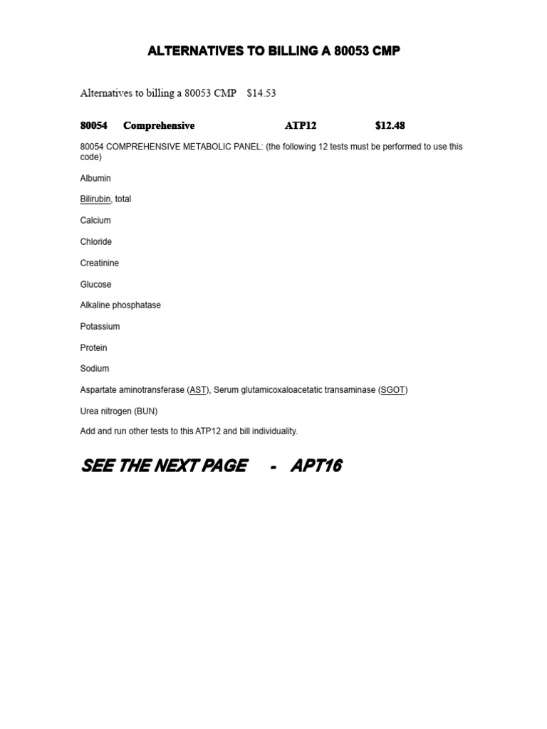 Alternatives To Billing A 80053 CMP | PDF