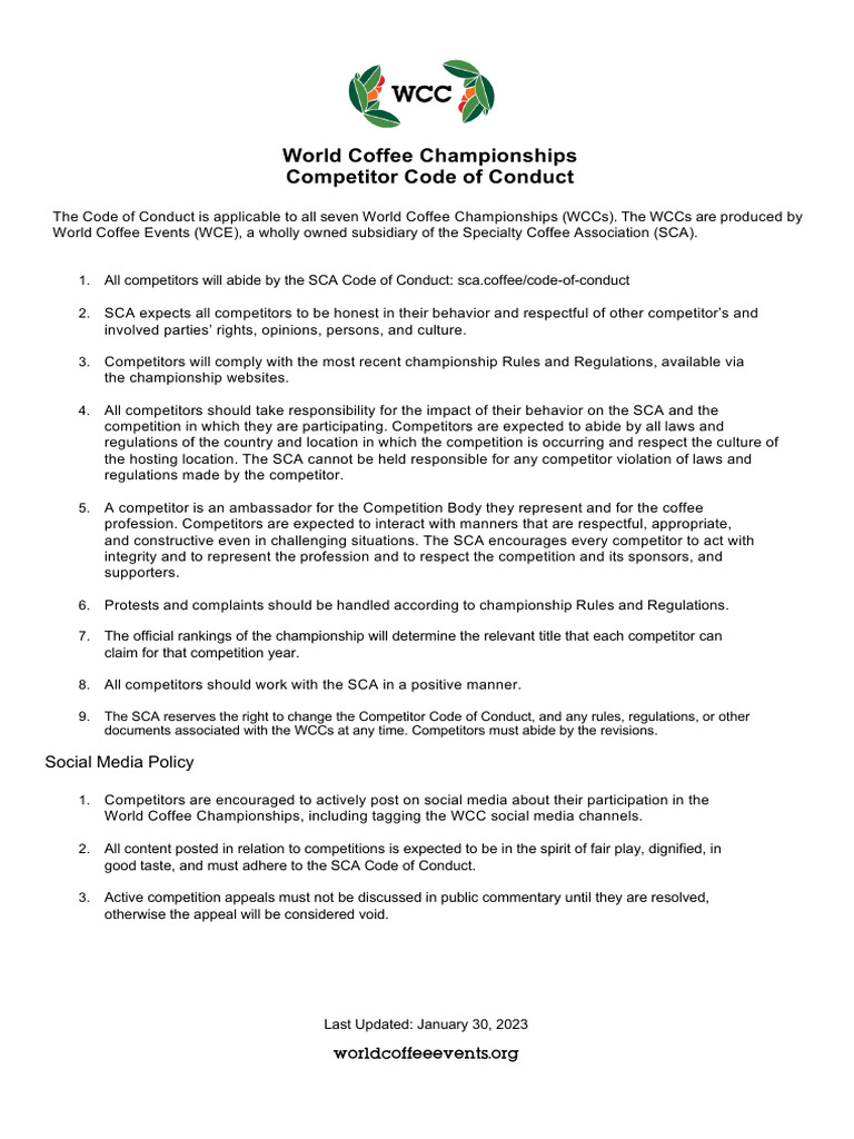 WCC Competitor Code of Conduct | PDF | Social Media | Popular Culture ...