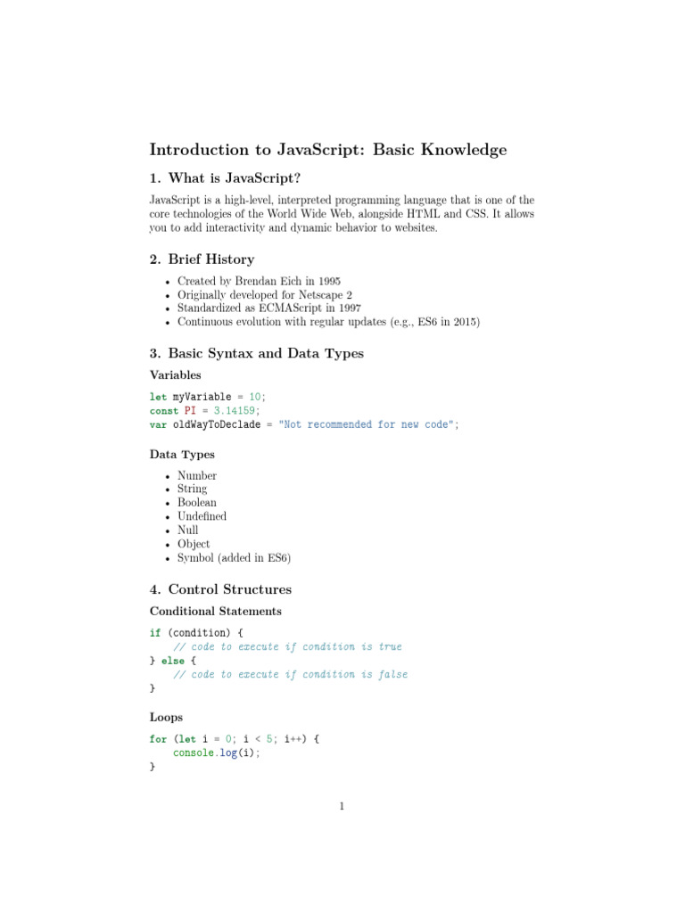 Javascript Basics Paper | PDF | Java Script | Document Object Model