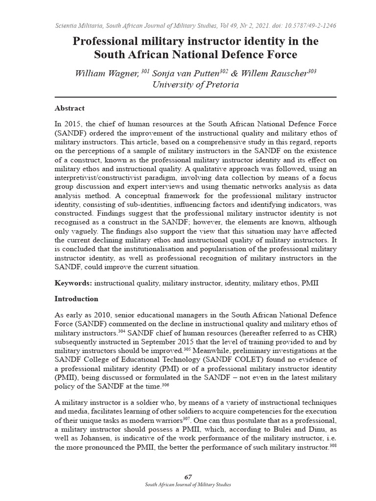 Military Instructor Identity in SANDF | PDF | Identity (Social Science) | Self Concept