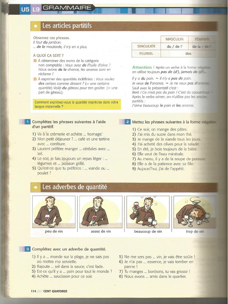 Articles Partitifs Et Des Exercices | PDF