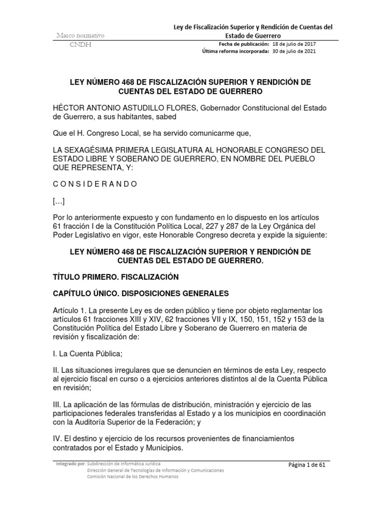 Ley de Fiscalización Superior y Rendición de Cuentas Del Estado de ...