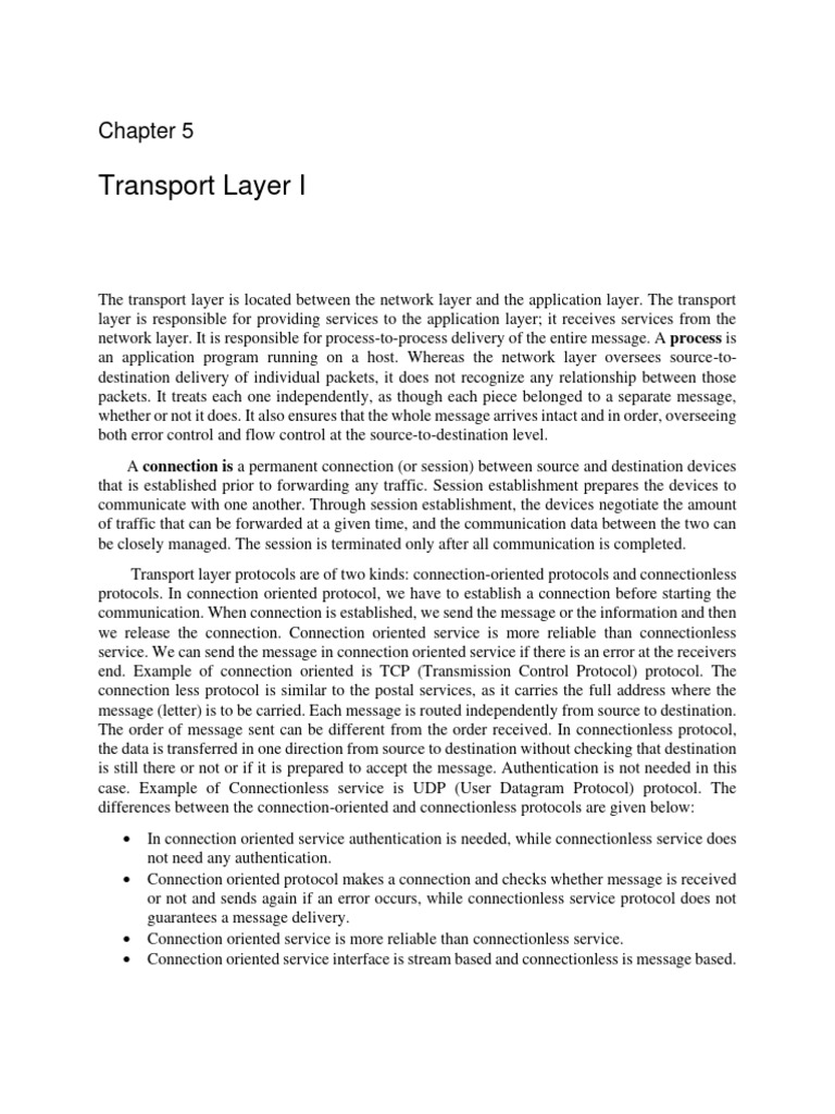 FT Lecture Notes 5 Transport Layer I Fall22 | PDF | Transmission ...