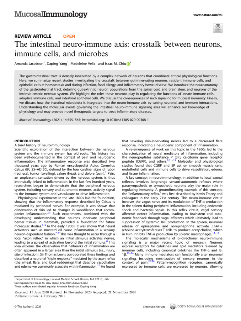 The Intestinal Neuro-Immune Axis: Crosstalk Between Neurons, Immune ...