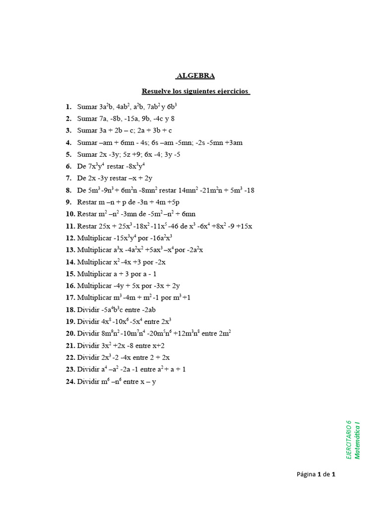 Ejercitario N 6_Algebra (2) (1) | PDF