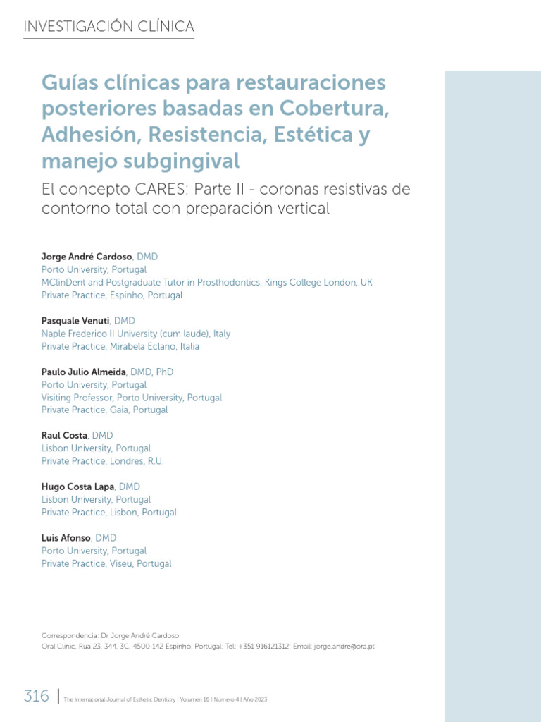 Guías Clínicas para Restauraciones Posteriores Basadas en Cobertura ...