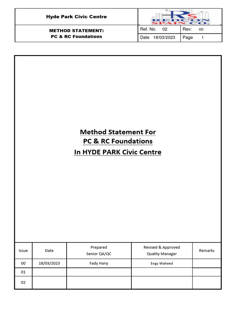 PC & RC Foundations - MS | PDF | Concrete | Quality Assurance