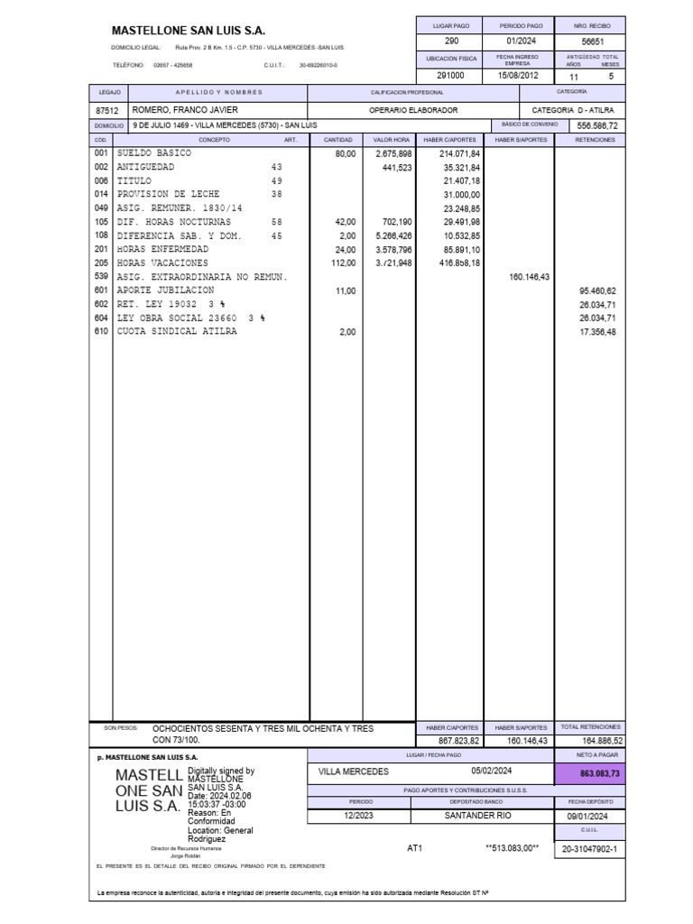 Mastell One San Luis S.A | PDF