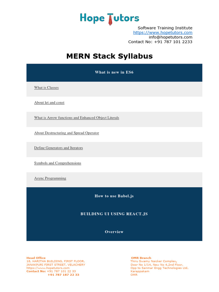 MERN Stack Syllabus Compressed | PDF | Computing | Software Engineering MERN Stack Syllabus Compressed | PDF | Computing | Software Engineering