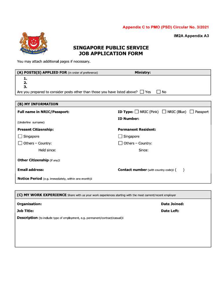 PMO (PSD) Circular No.3_2021 - Appendix C - Public Service Application Form | PDF