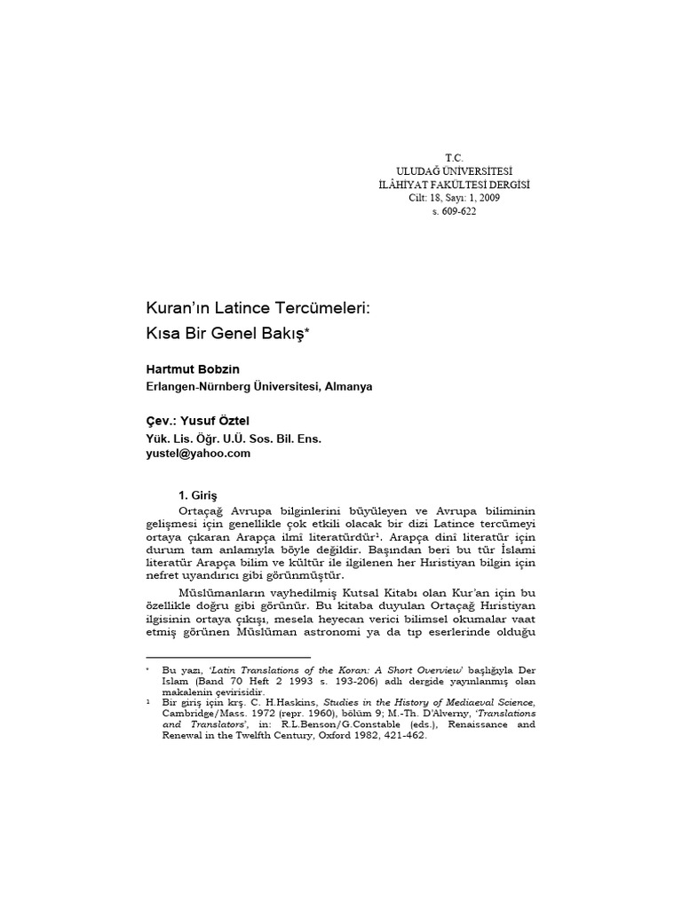 Kuran latince tercümeleri | PDF