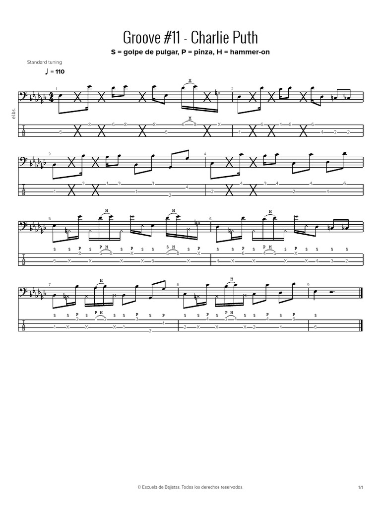 #11 - Fingerstyle & Slap - Charlie Puth - Tabs - EDB | PDF ...