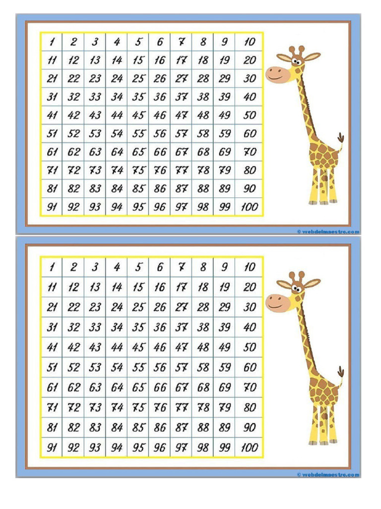 Grilla Numérica Hasta El 100 | PDF