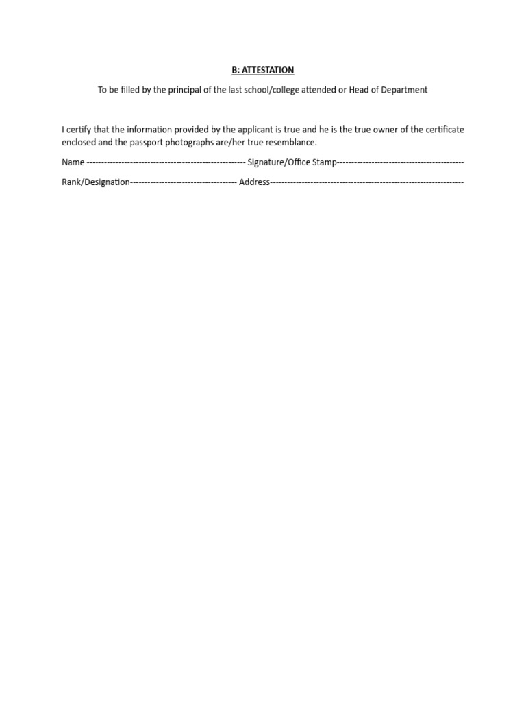 School Attestation Form Template | PDF