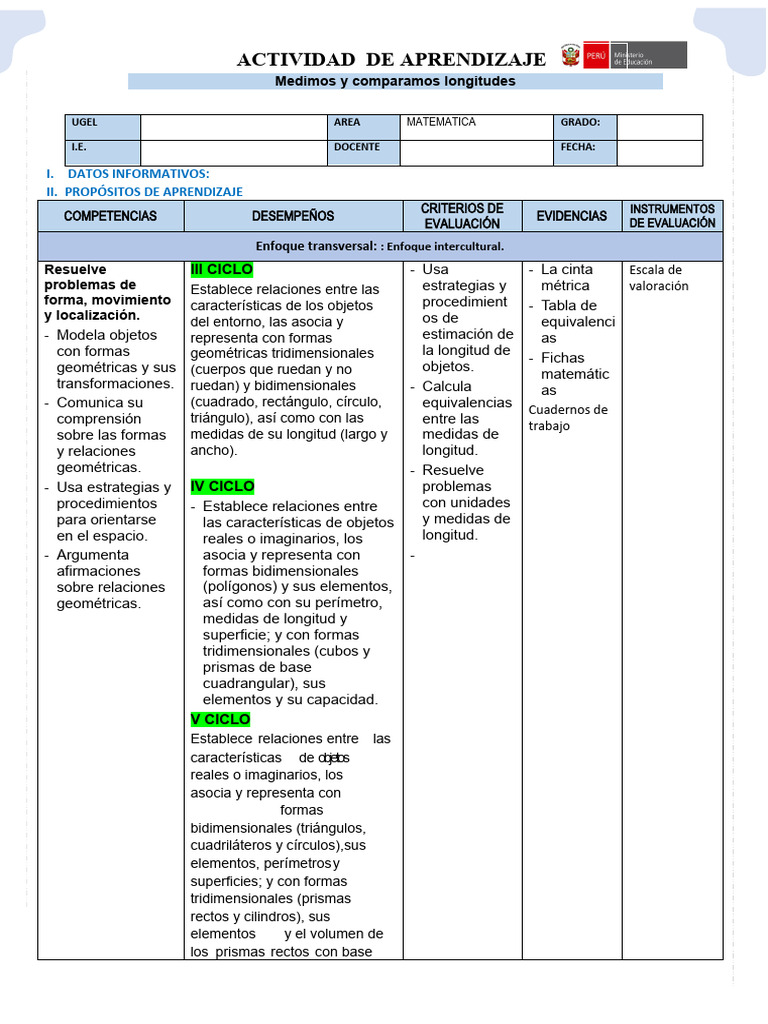07 AGOSTO-MAT-Medimos y Comparamos Longitudes. | PDF | Geometría | Longitud