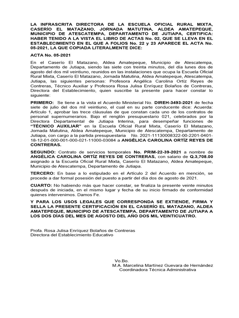 Certificacion de Acta 2021 Auxilio Postumo | PDF | Gobierno