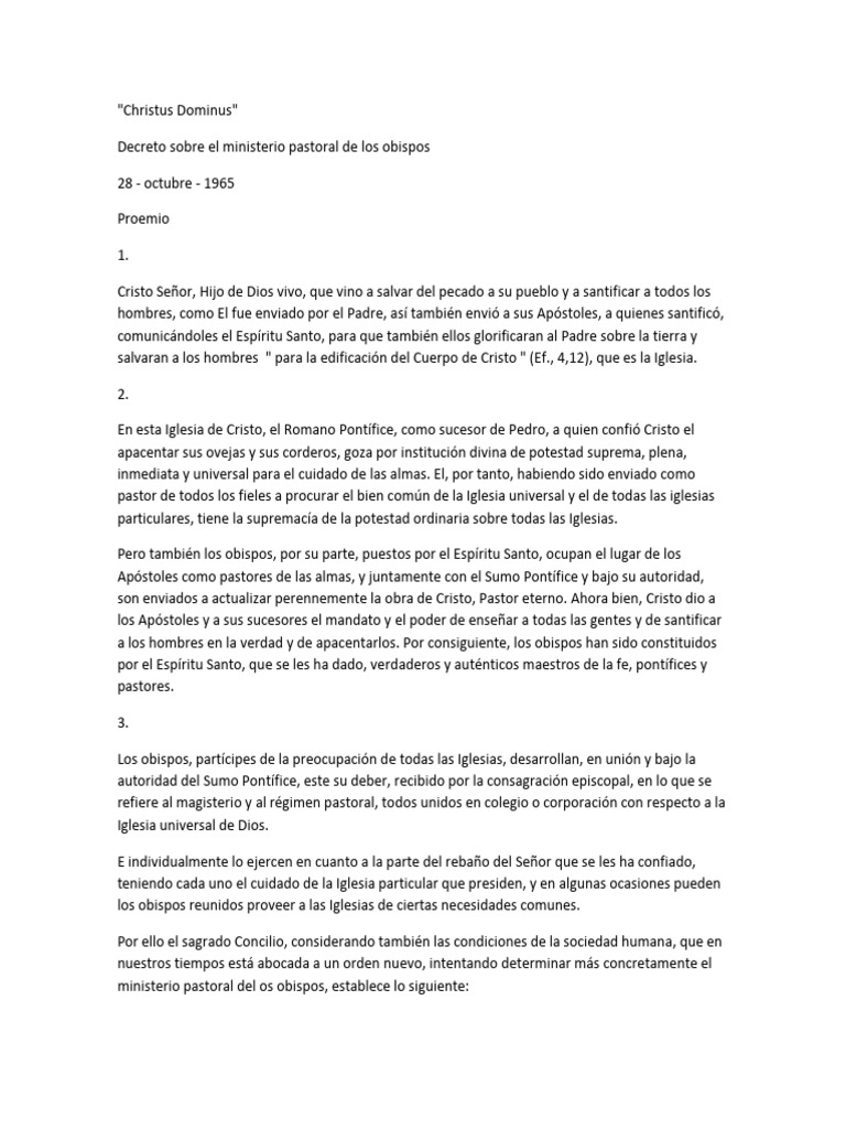 Christus Dominus | PDF | obispo | Iglesia Católica