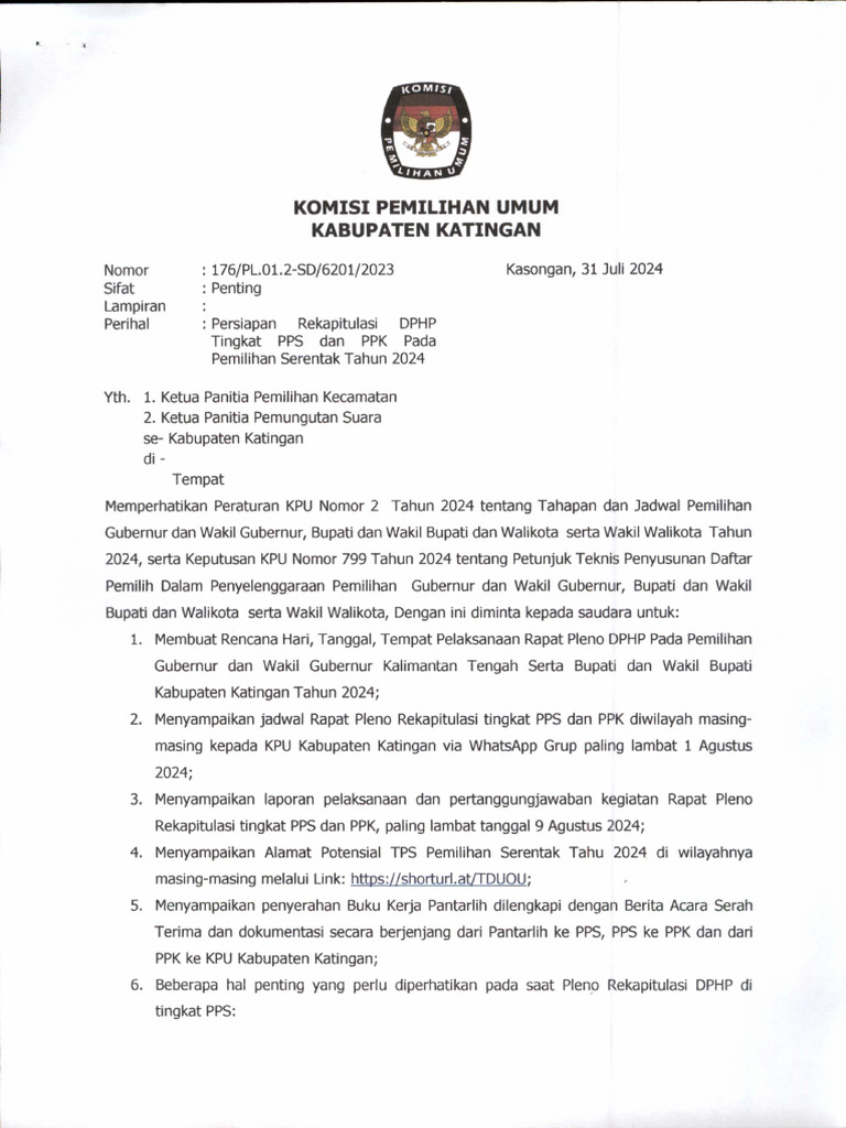 Rapat Pleno DPHP Pemilihan 2024 | PDF